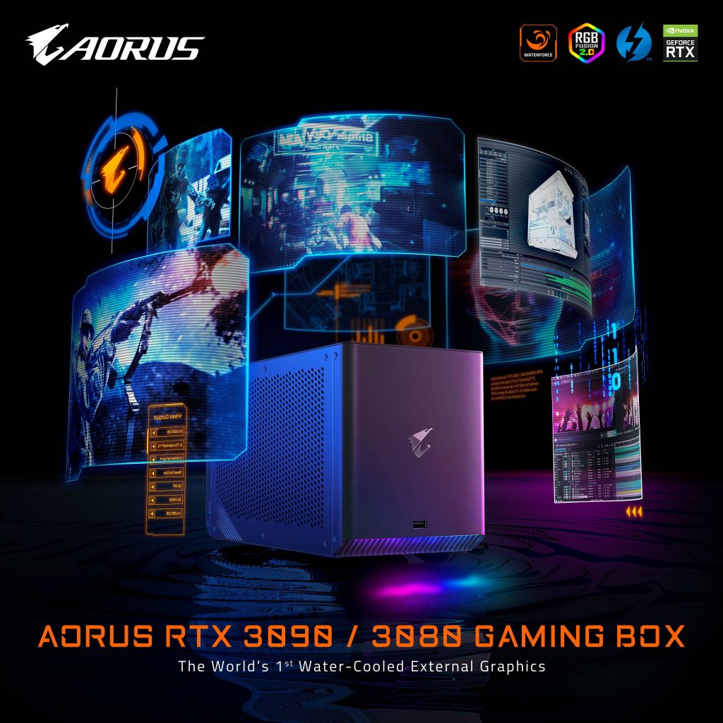 Gaming Box AORUS RTX 3090/3080 con dissipatore a liquido